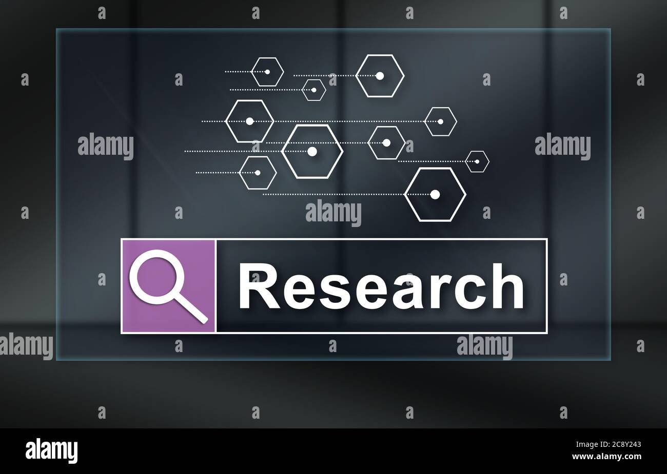 Research concept on dark background Stock Photo - Alamy