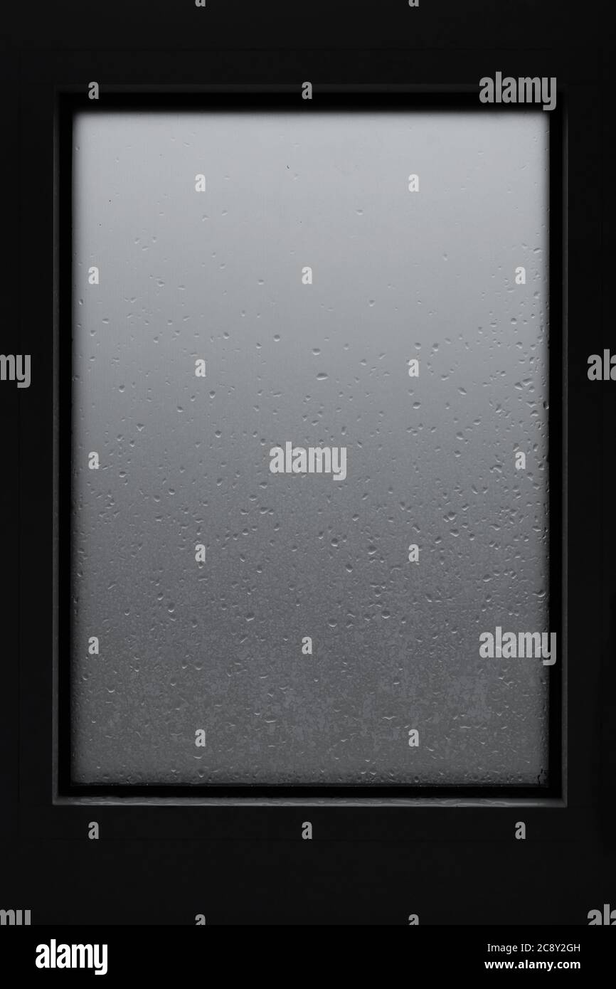 Window frame glass background with water drops condensation Stock Photo ...