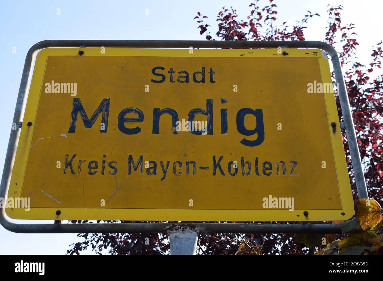 town sign of Mendig Stock Photo - Alamy