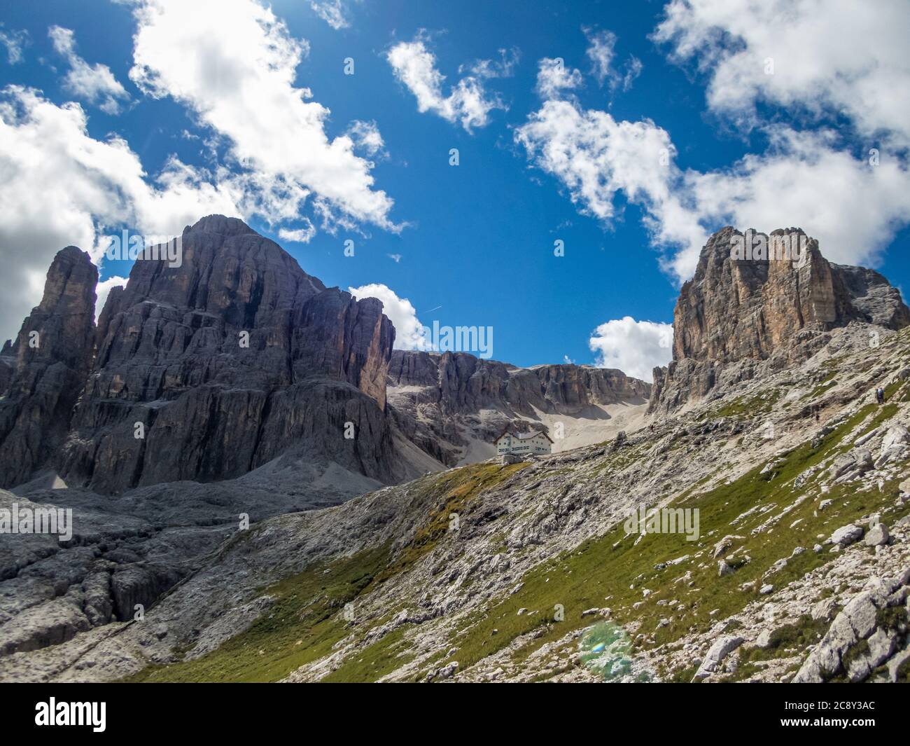 Climbing on the Pisciadu via ferrata of the Sella group in the ...