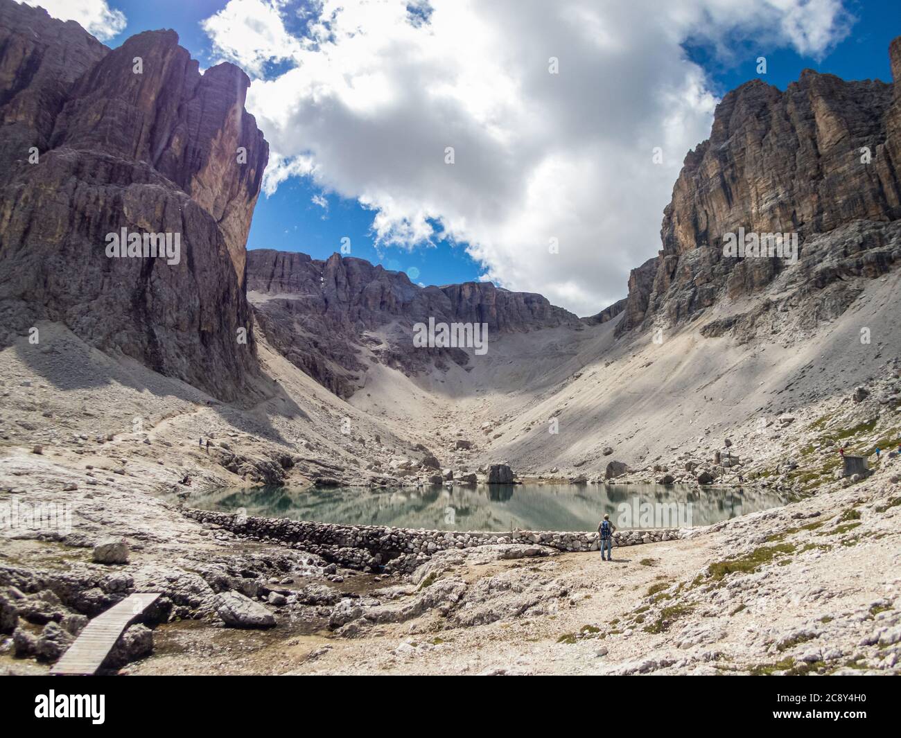 Climbing on the Pisciadu via ferrata of the Sella group in the ...