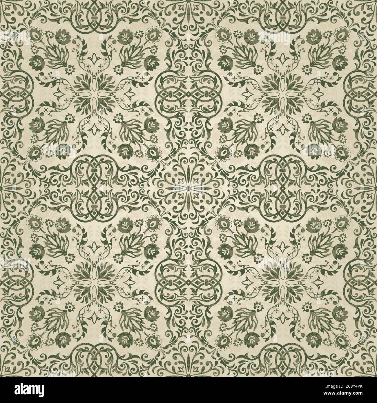 Vintage damascus, wallpaper pattern, ornament. Seamless damask ...