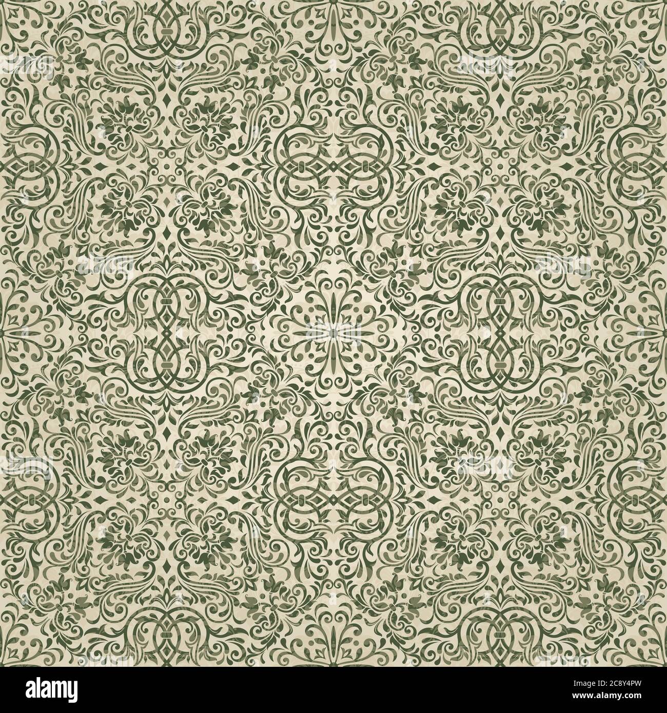 Vintage damascus, wallpaper pattern, ornament. Seamless damask ...