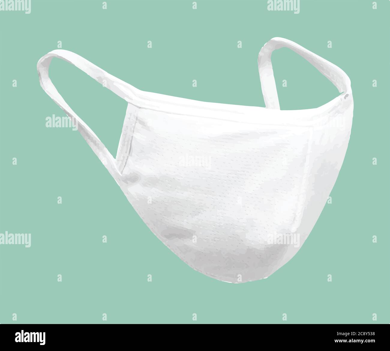 White Face Mask side view, Blank fabric mask 3D rendering isolated on ...