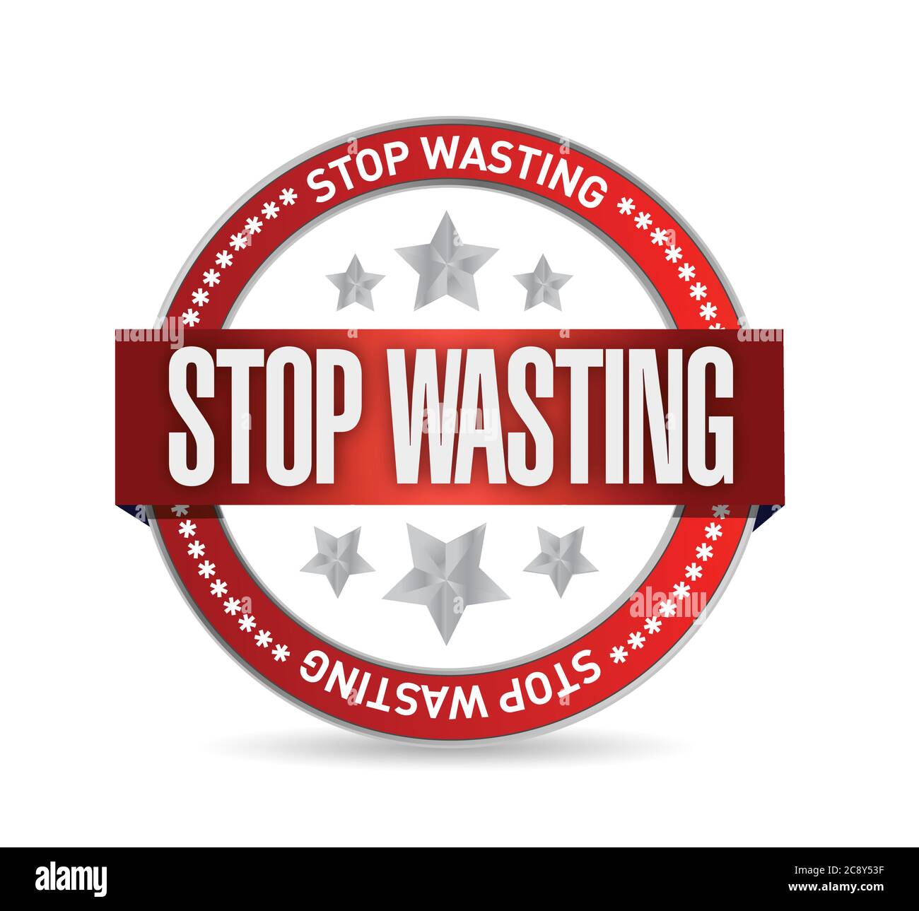 Stop wasting seal illustration design over a white background Stock ...