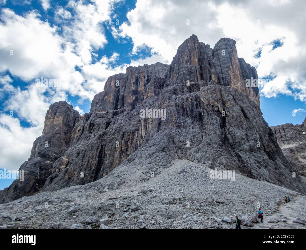 Climbing on the Pisciadu via ferrata of the Sella group in the ...