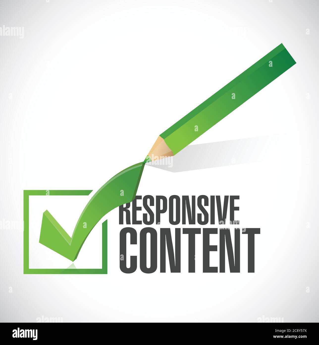 Responsive content check mark illustration design over a white ...