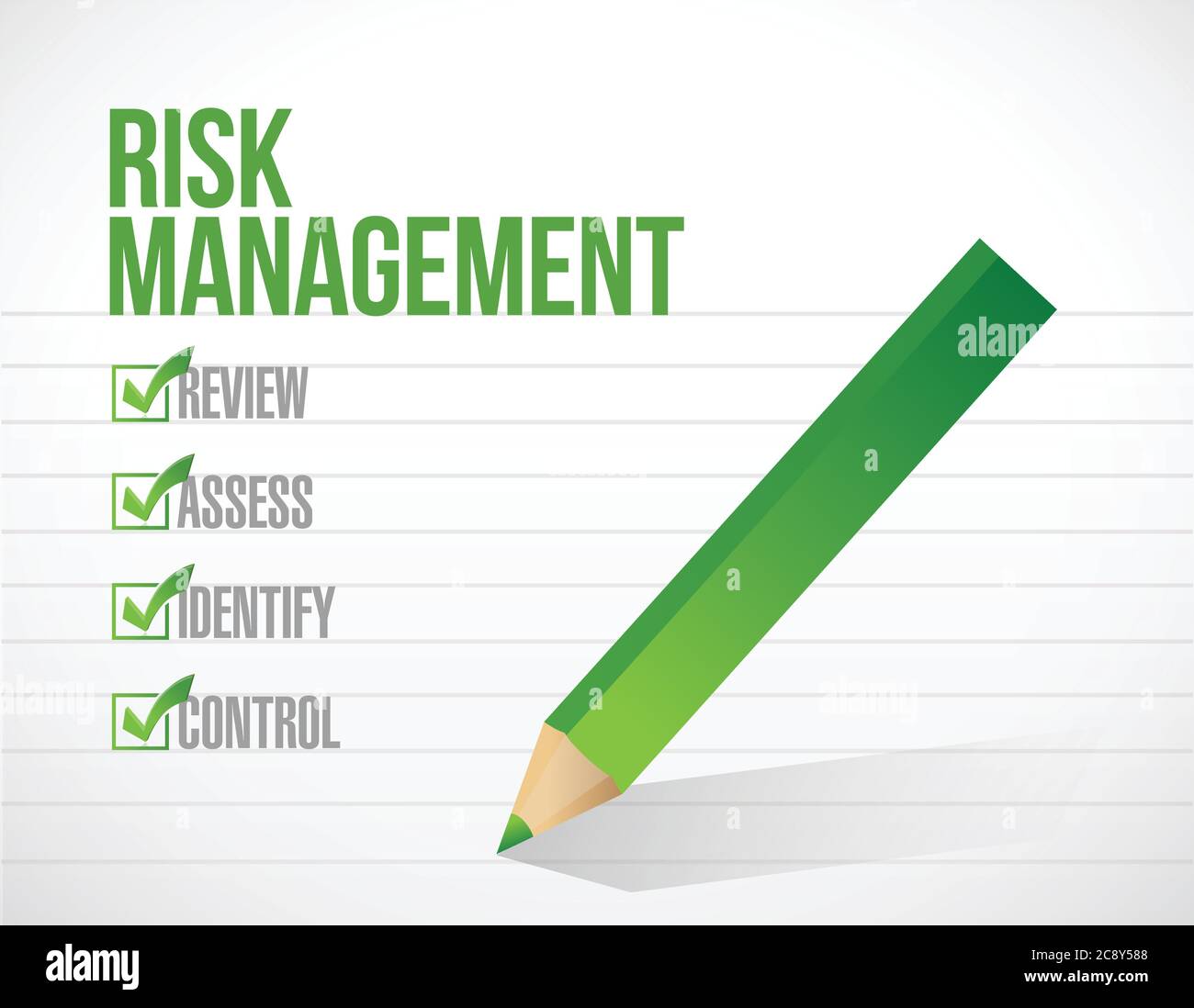Risk management tick checkmark illustration design over a white ...
