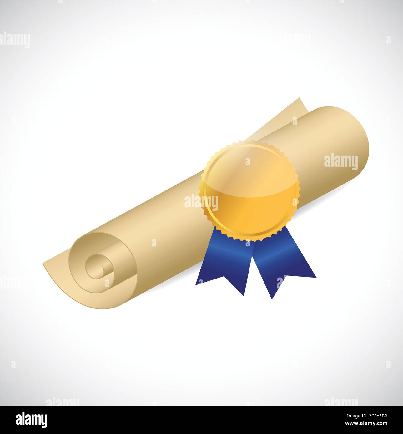 Scroll and gold ribbon illustration design over a white background ...