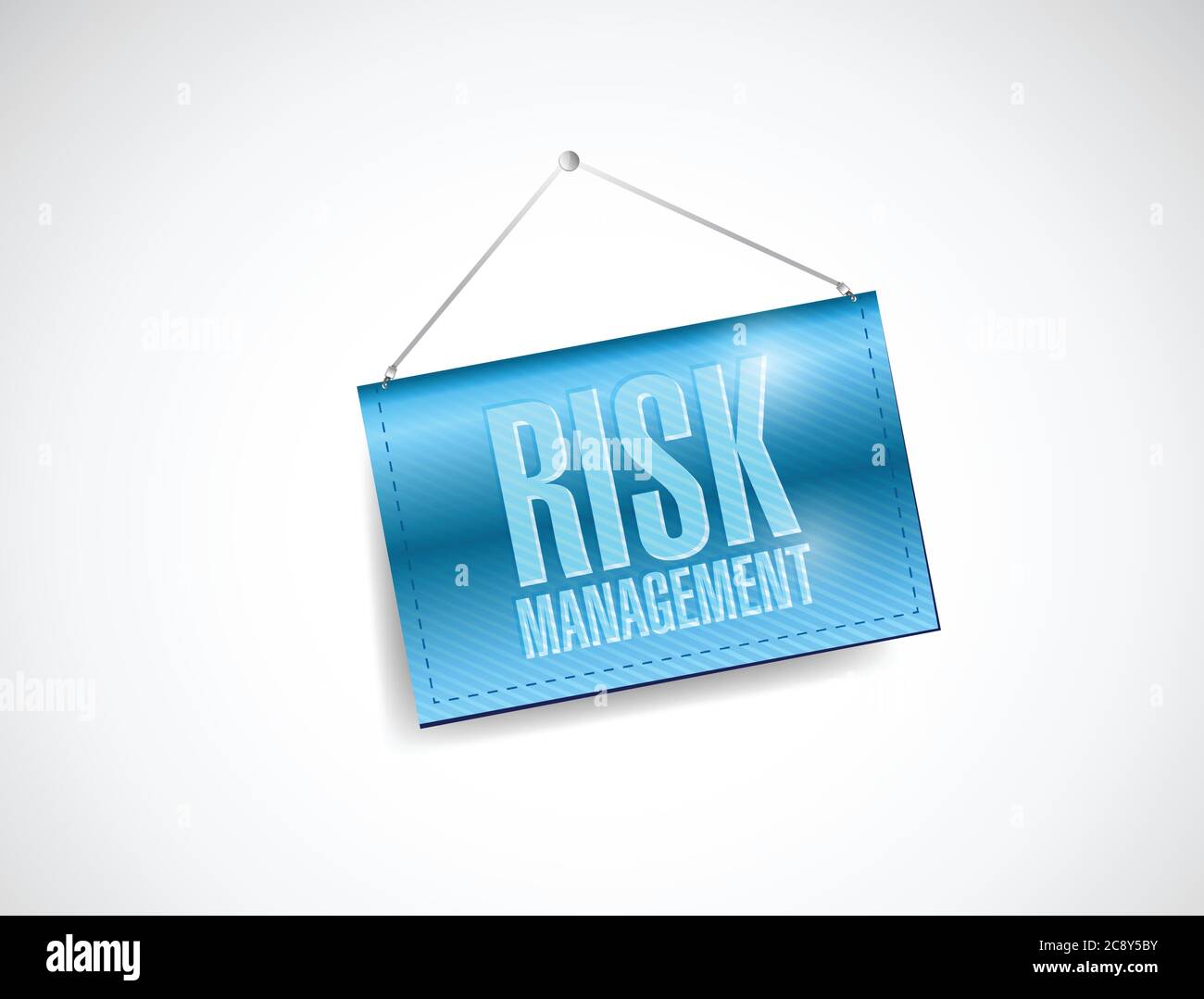 Risk management blue business hanging banner illustration design over a ...
