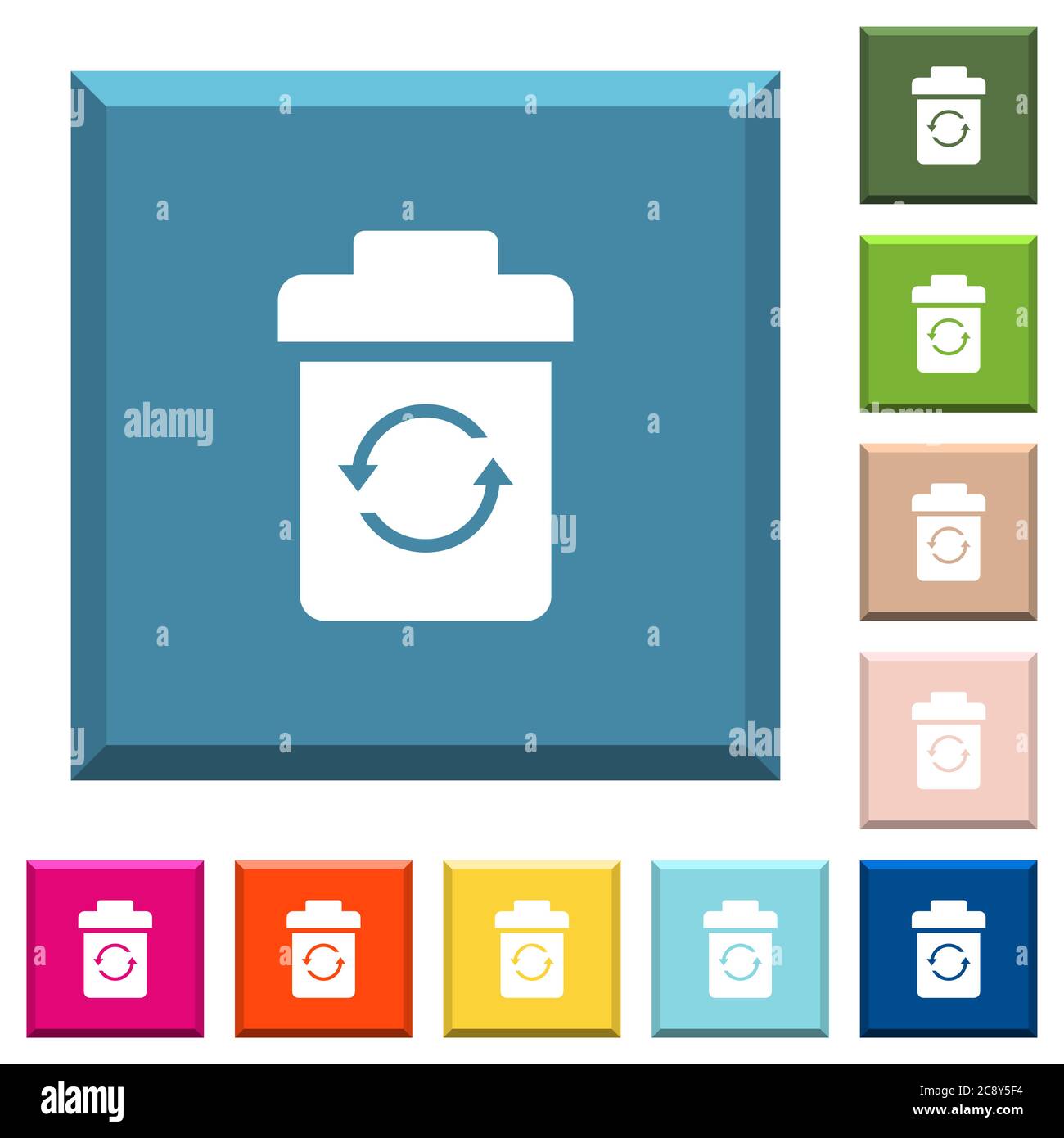 Undelete white icons on edged square buttons in various trendy colors ...