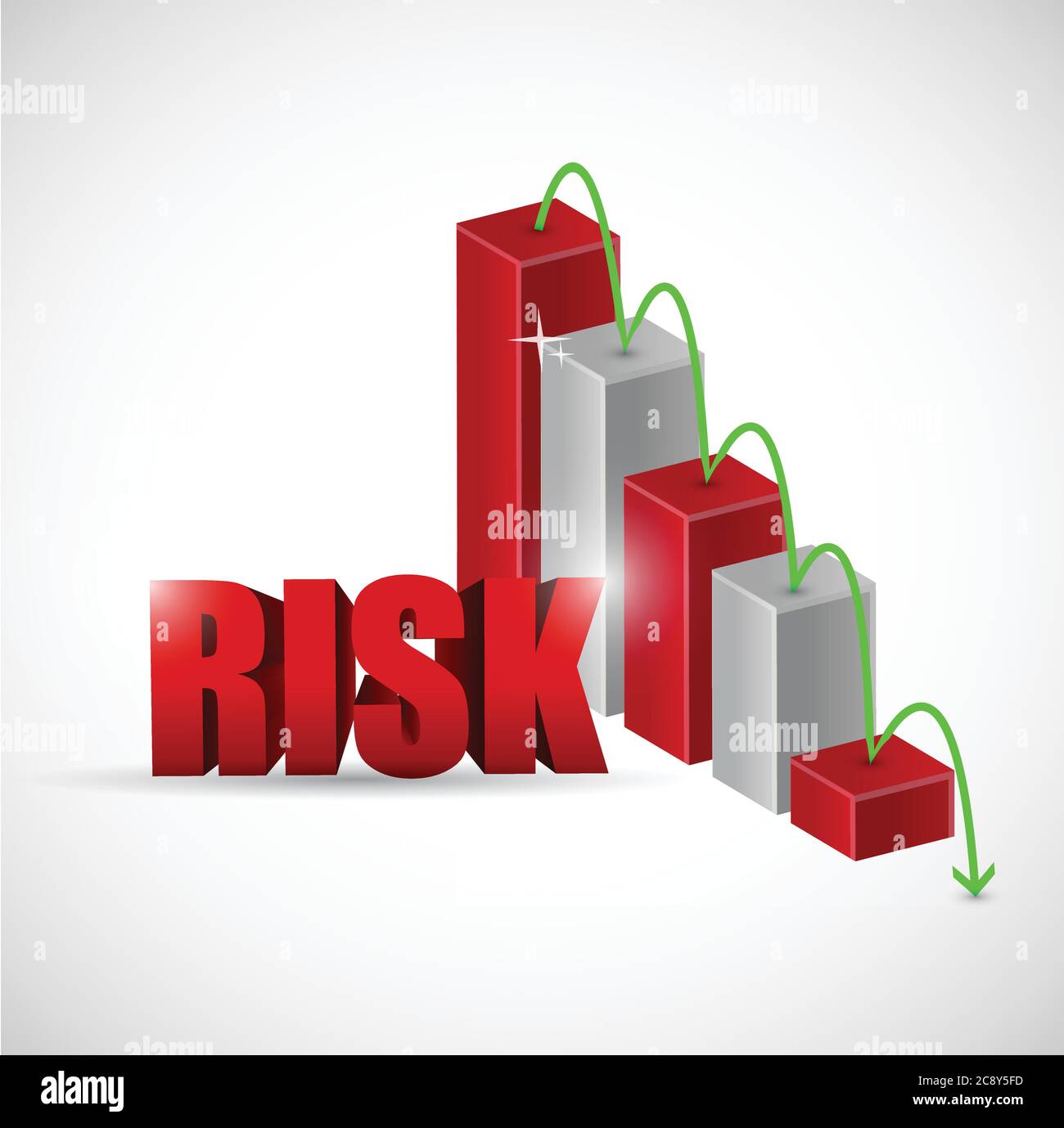 Risk red business graph illustration design over a white background ...