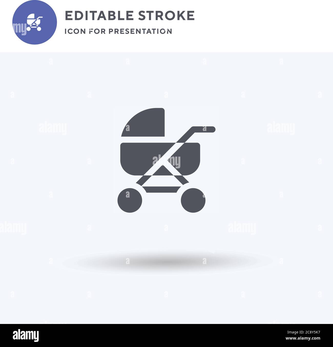 Pram icon vector, filled flat sign, solid pictogram isolated on white ...