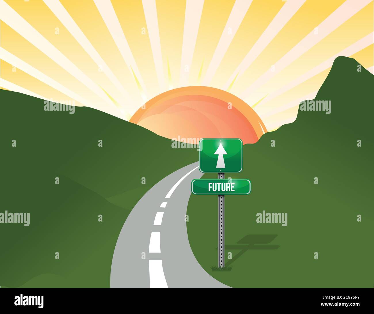 Road to the future. landscape background illustration design Stock ...