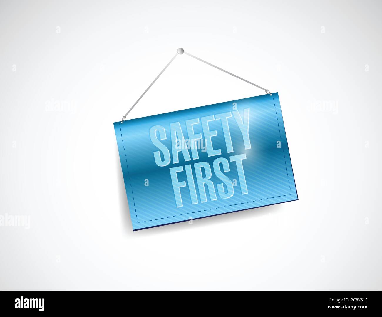 Safety first hanging banner illustration design over white Stock Vector ...