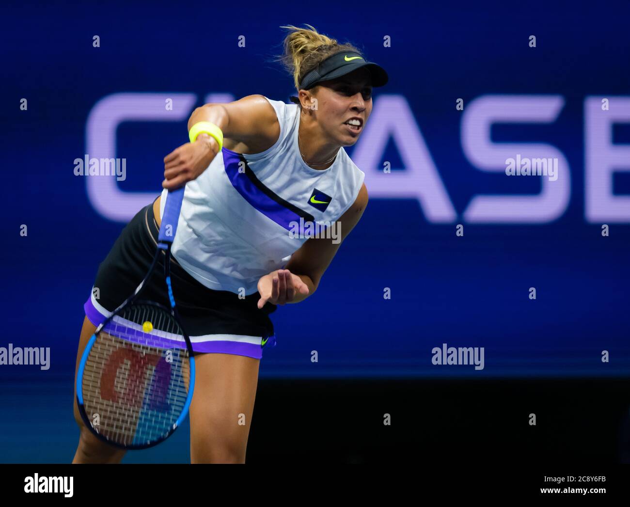 Madison Keys of the United States in action during her fourth-round ...