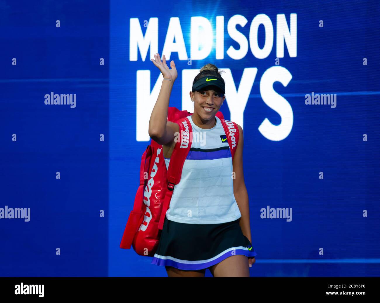 Madison Keys of the United States in action during her fourth-round ...