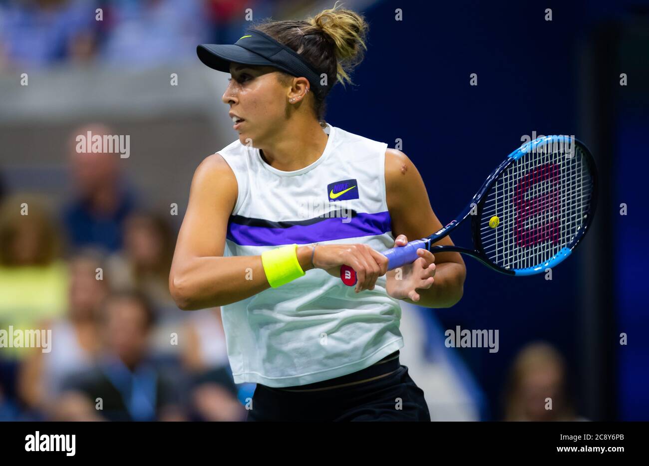 Madison Keys of the United States in action during her fourth-round ...