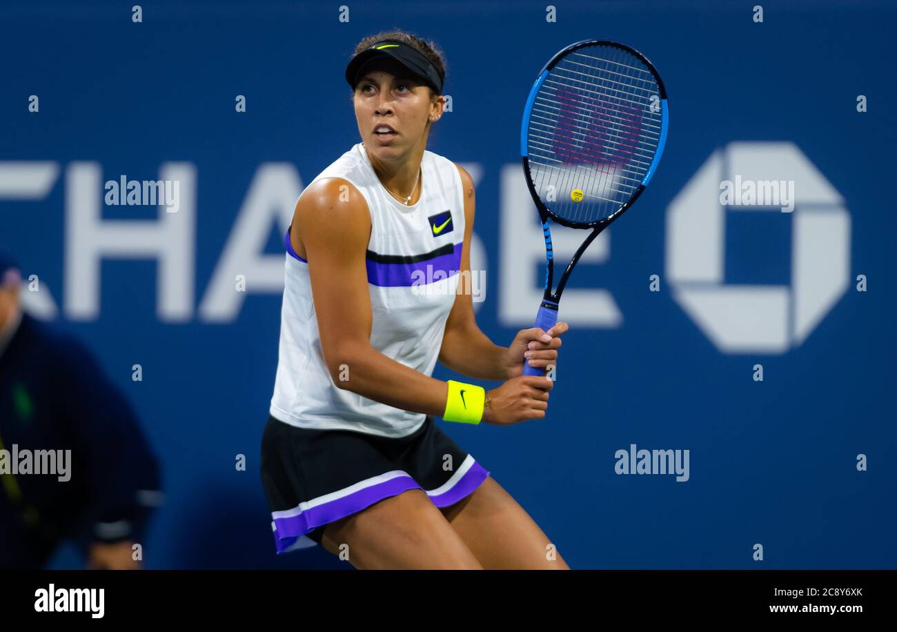 Madison Keys of the United States in action during her first-round ...