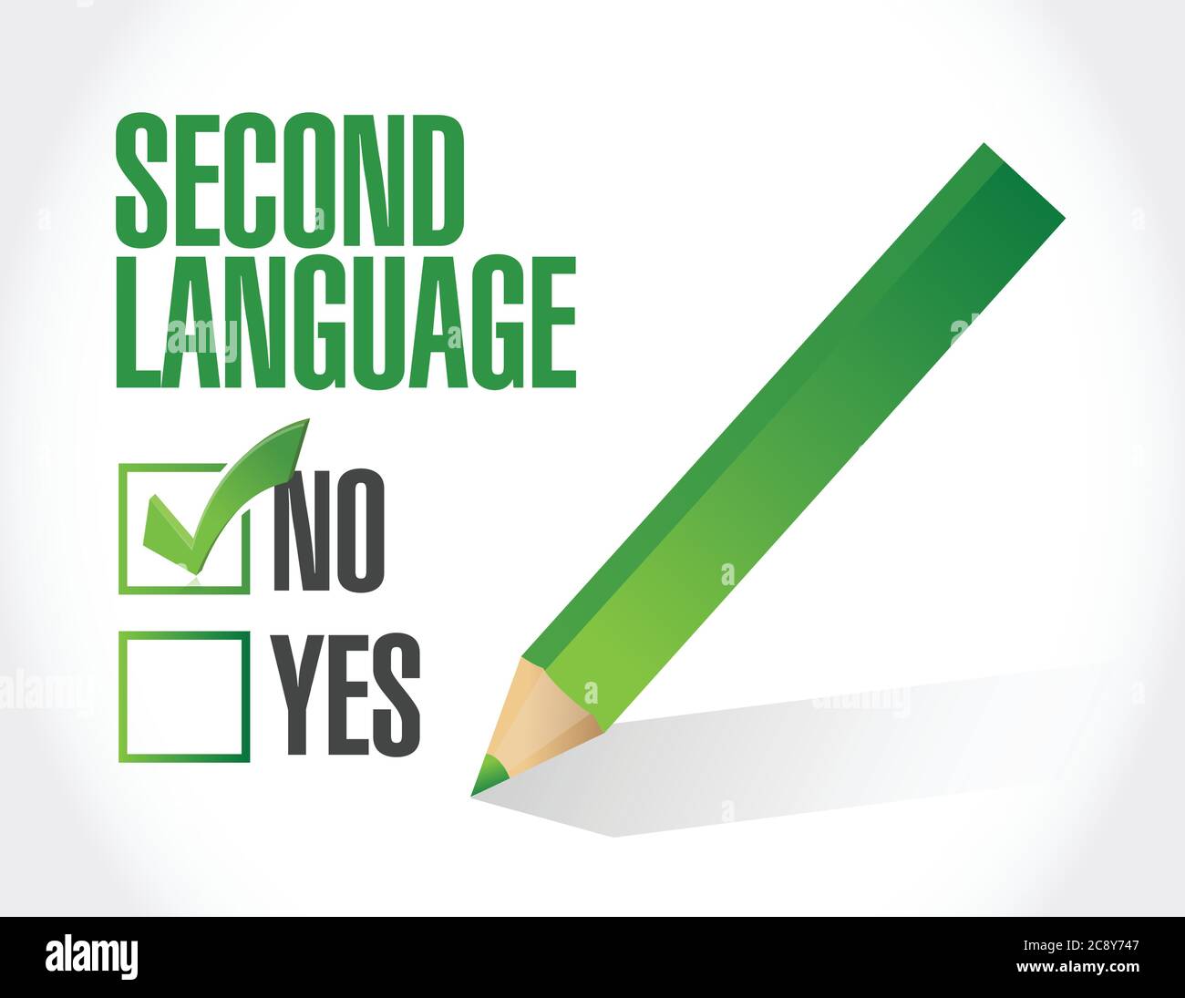 No second language check mark illustration design over a white ...