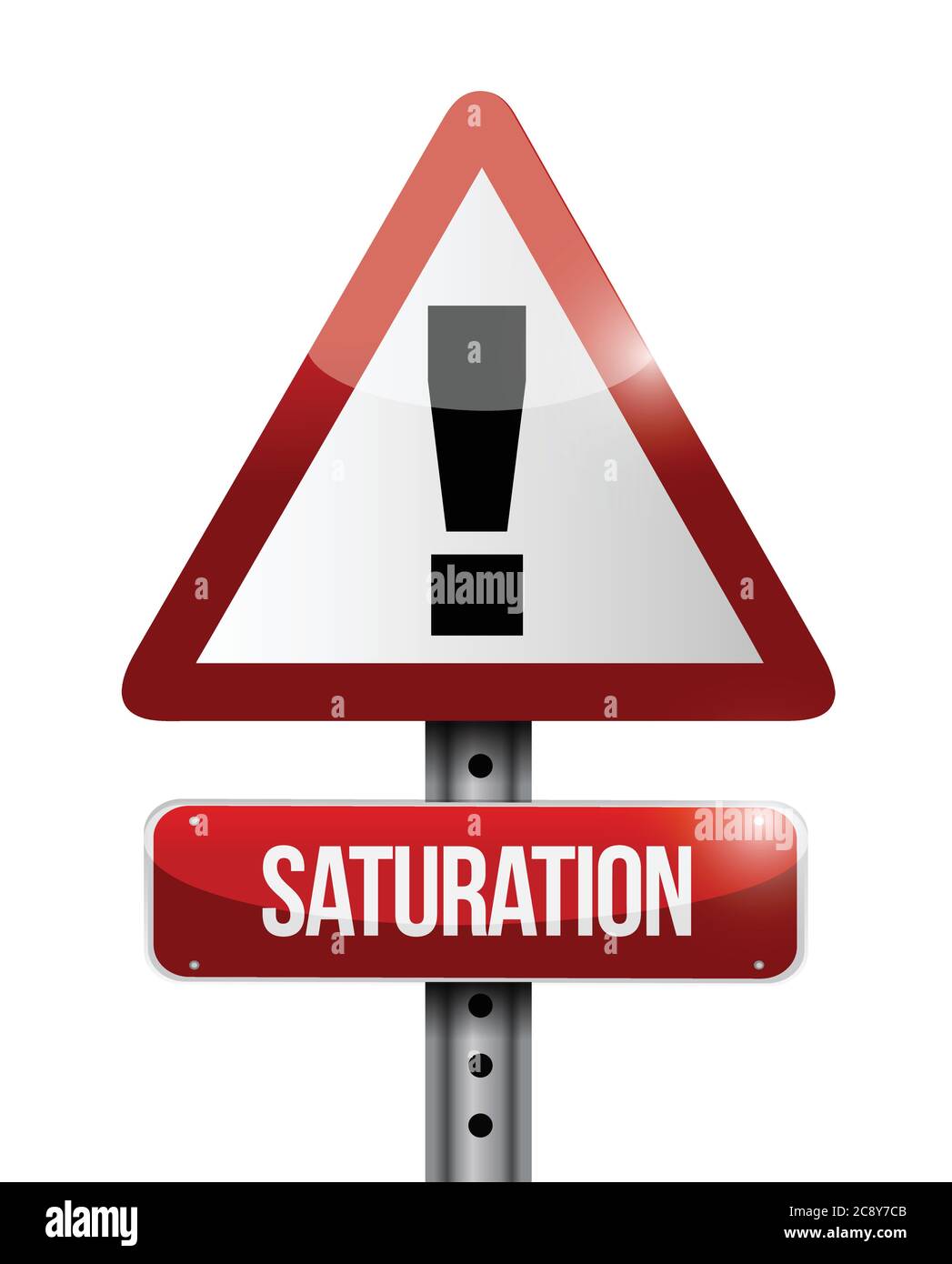 Saturation warning road sign illustration design over a white ...