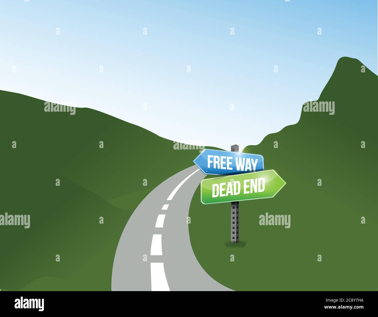 Free way and dead end options. illustration design over a white ...