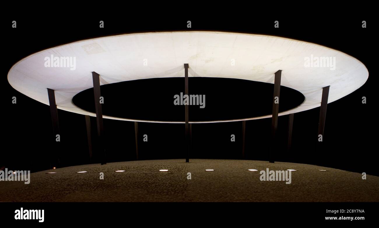 roundabout in benidorm with surprising shape and illuminated from below ...