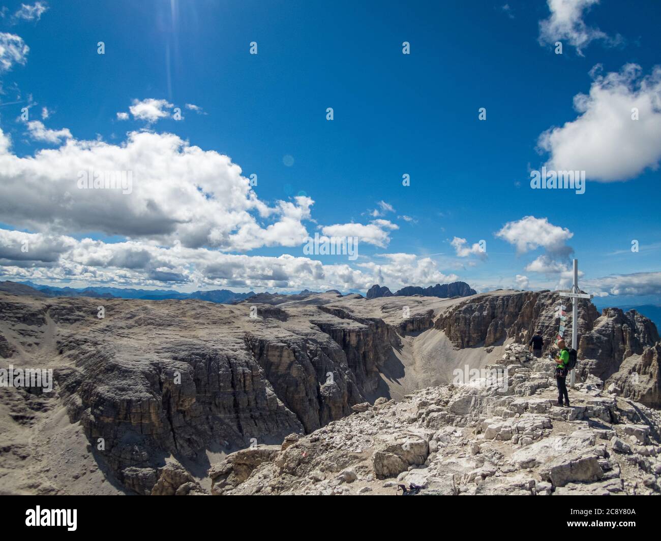 Climbing on the Pisciadu via ferrata of the Sella group in the ...