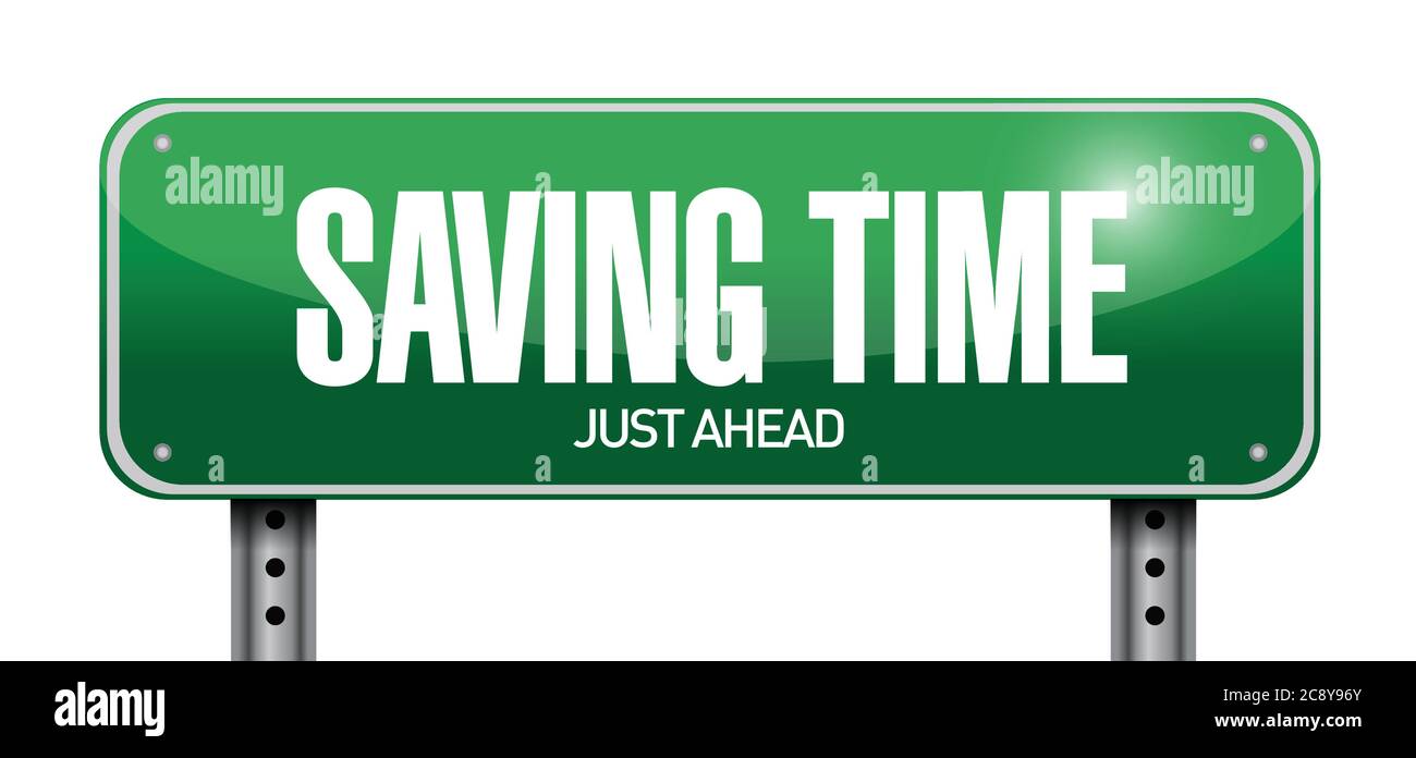 Saving time road sign illustration design over white Stock Vector Image ...
