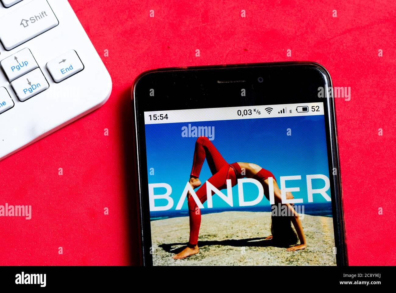 In this photo illustration a Bandier logo is seen displayed on a ...