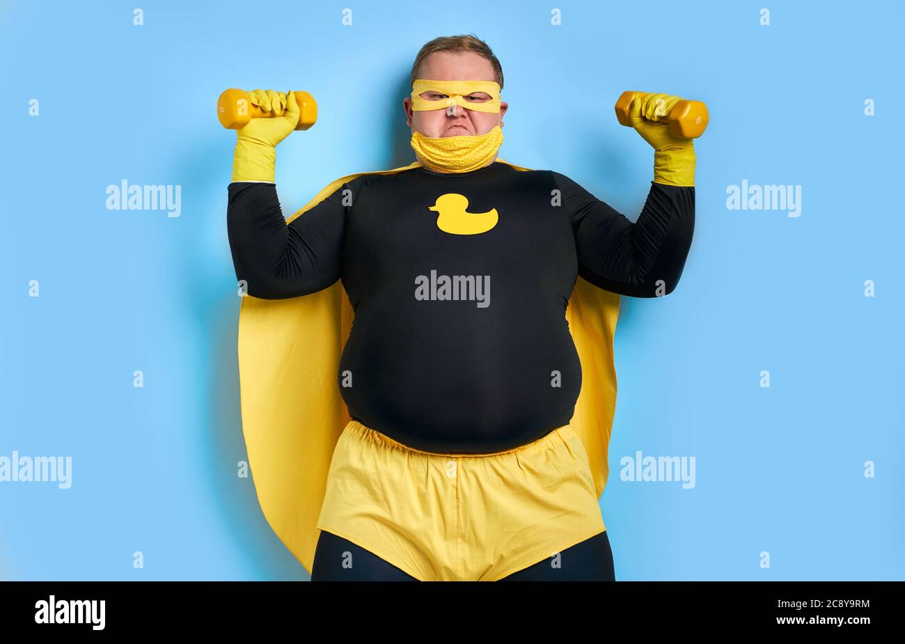 fat funny superhero will defeat everyone, man shows his power and ...
