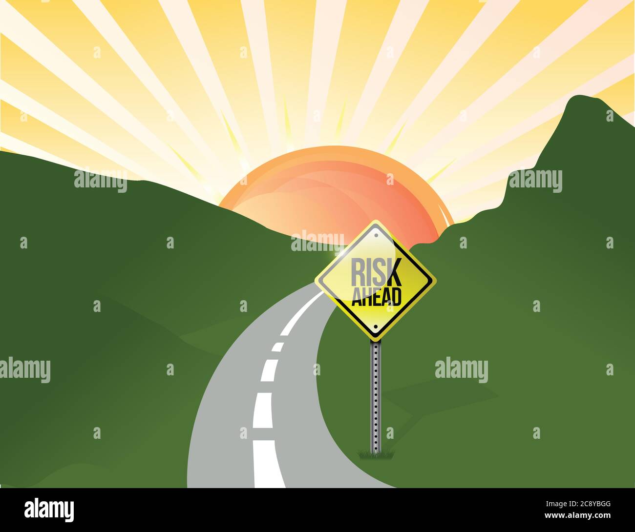 Risk ahead road illustration design landscape background graphic Stock ...