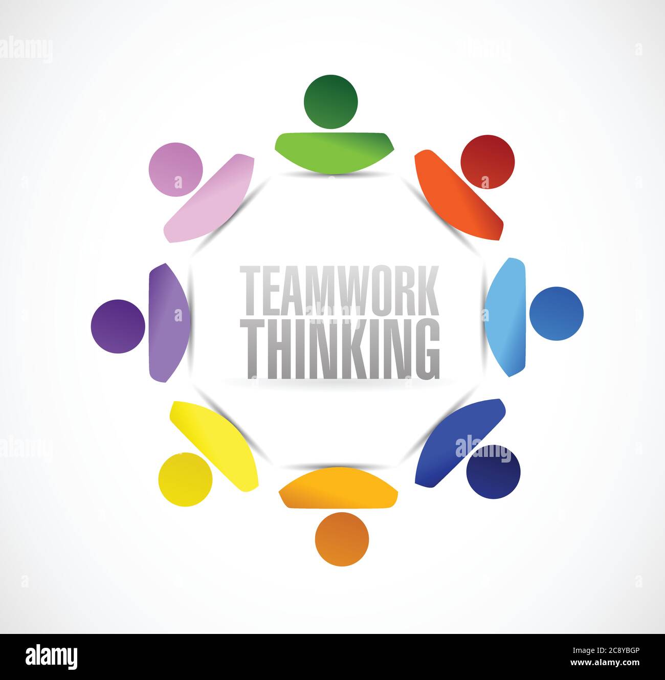 Teamwork thinking people cycle illustration design over a white ...