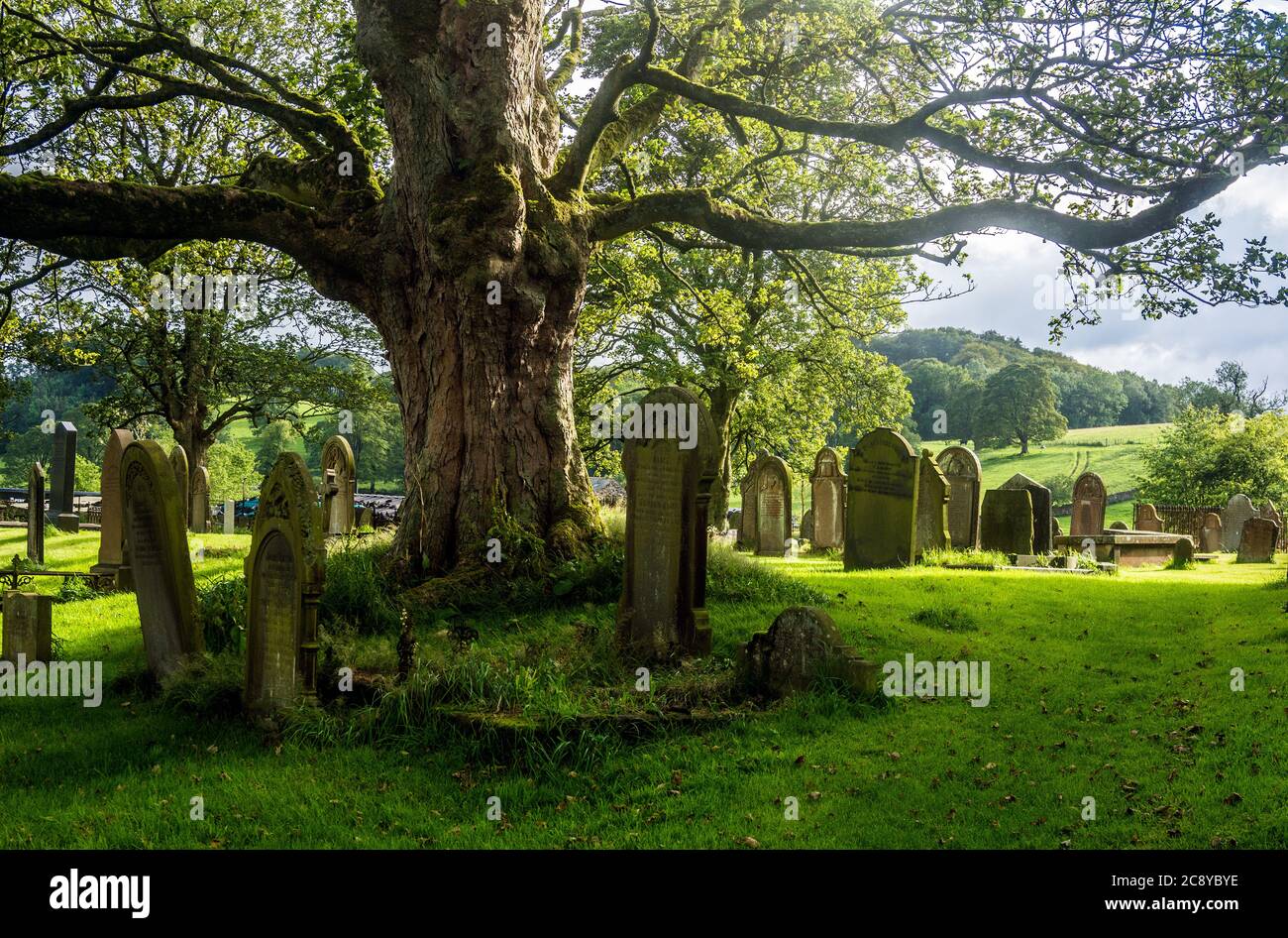 The graveyard at St. Andrews Church, Slaidburn, Lancashire Stock Photo ...