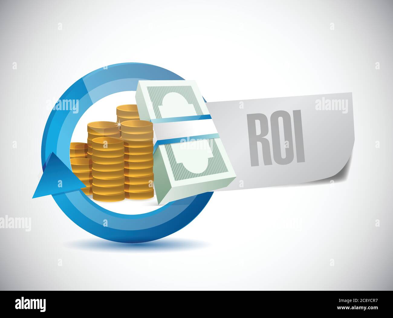 Return on investment sign post illustration design over a white ...