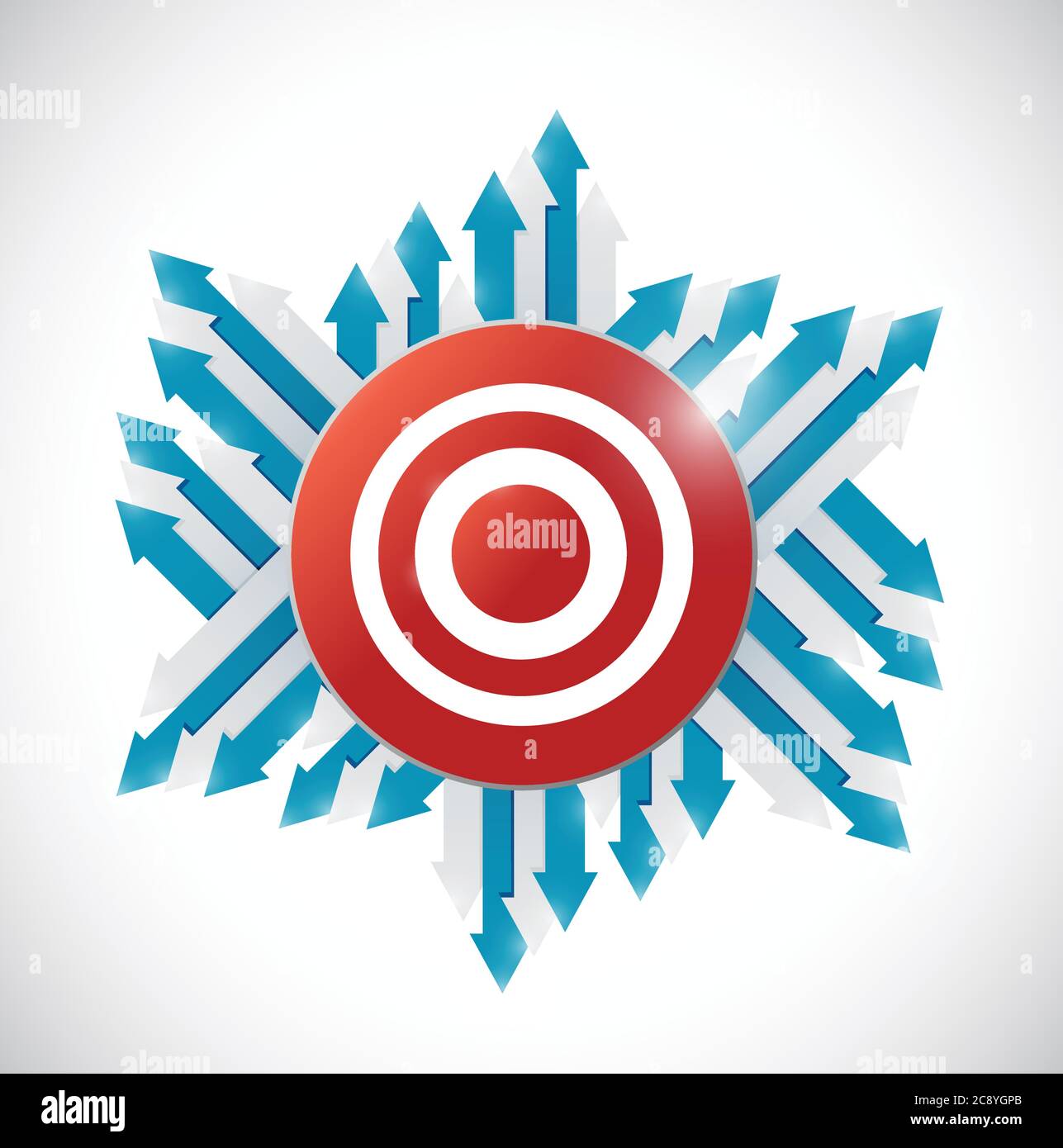 Arrows around a red target. illustration design over a white background ...