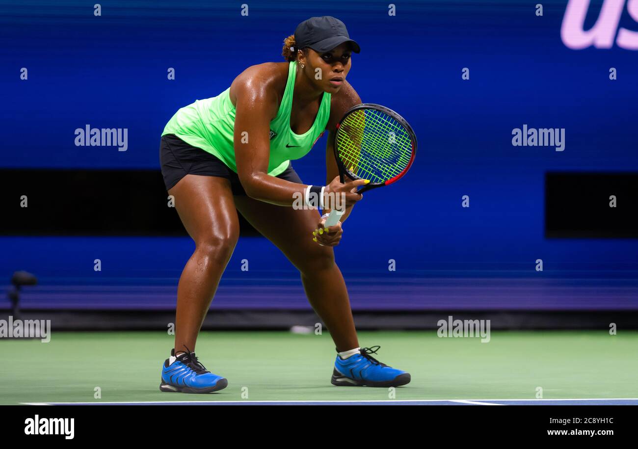 Taylor Townsend of the United States in action during her fourth-round ...