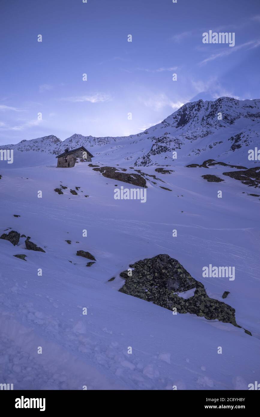 Aerial shot of the snowy Otztal valley in Austria Stock Photo - Alamy