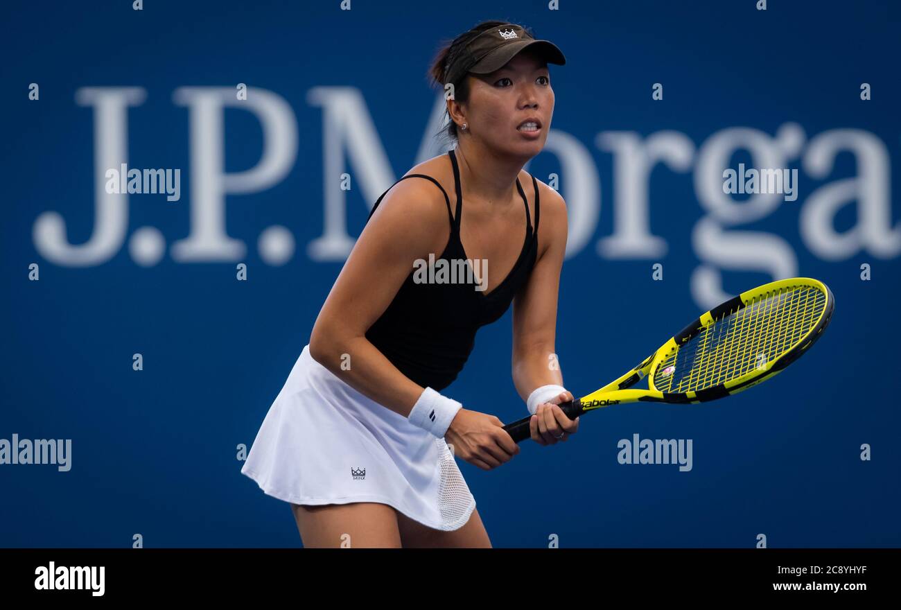 Vania King of the United States playing doubles at the 2019 US Open ...