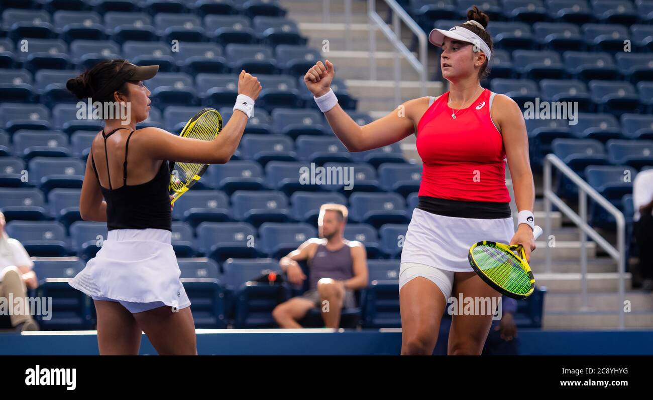 Vania King & Caroline Dolehide of the United States playing doubles at ...