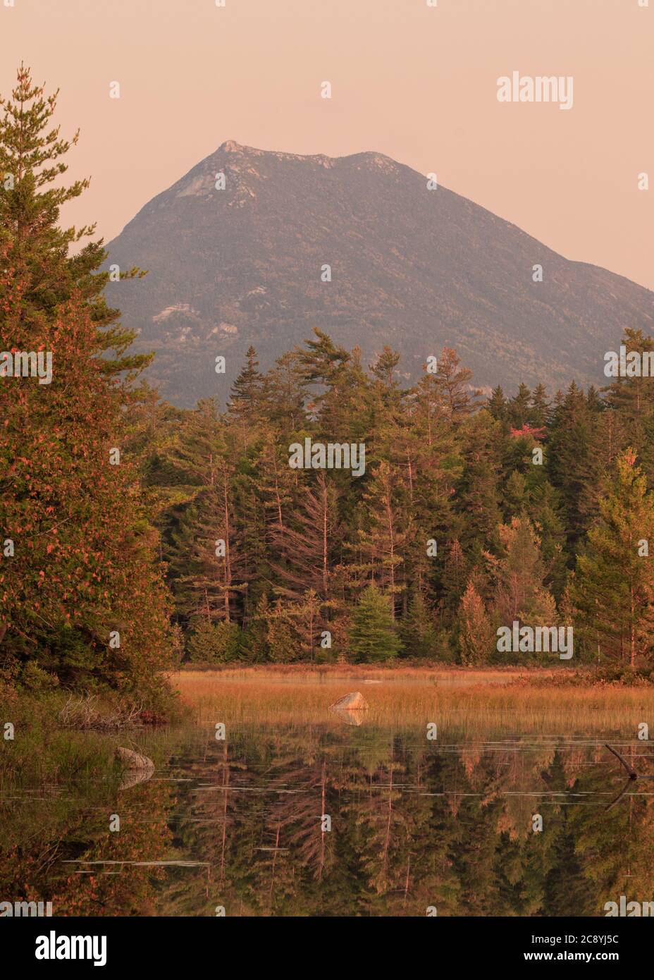 Doubletop Mountain from Elbow Pond in Baxter Stock Photo - Alamy