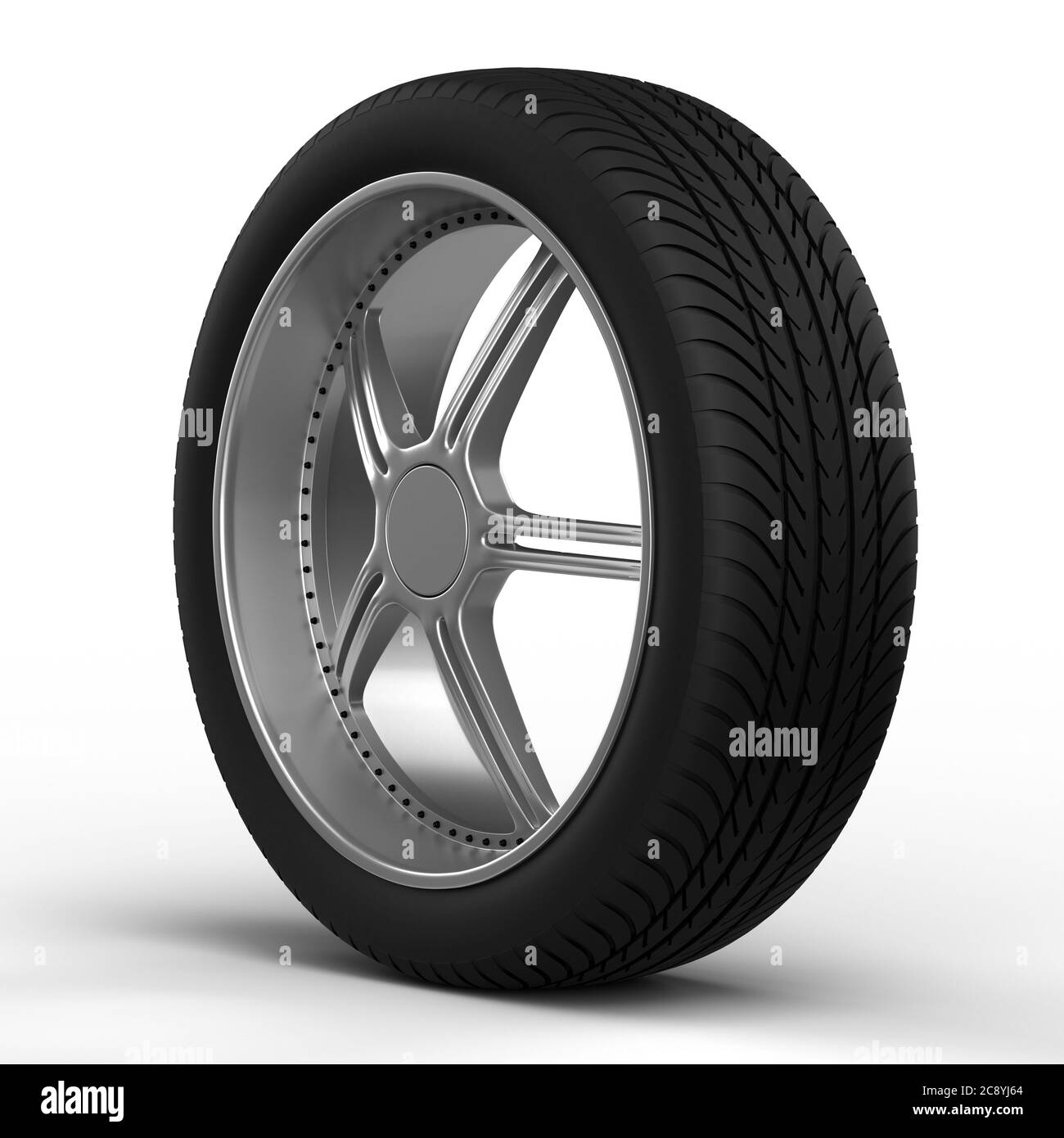 Car wheel isolated on white background. 3D rendering Stock Photo - Alamy