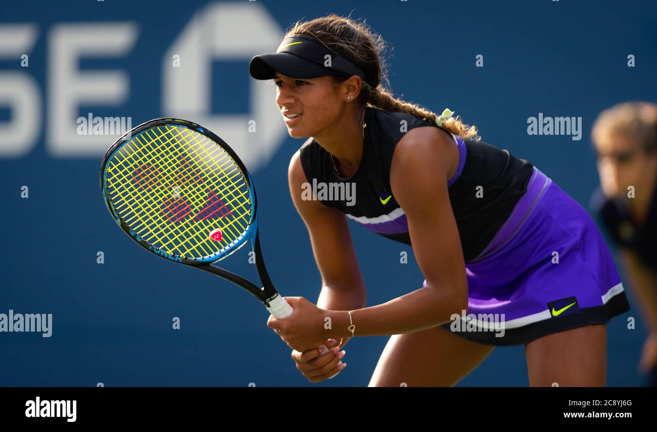 Whitney Osuigwe of the United States in action during the first round ...