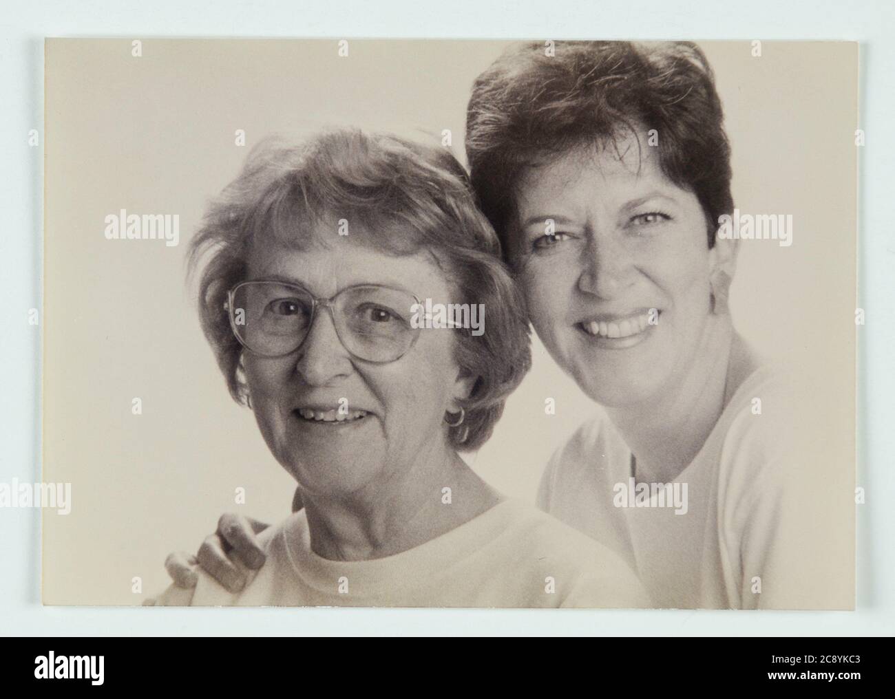 Mother and daughter pose for a photo, 1980s, USA Stock Photo - Alamy