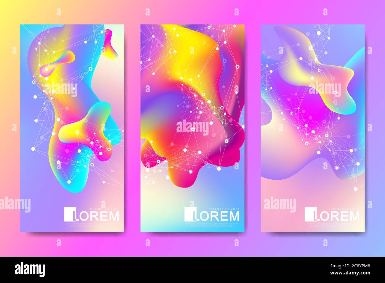 Vector design templates in trendy vibrant gradient colors with abstract ...