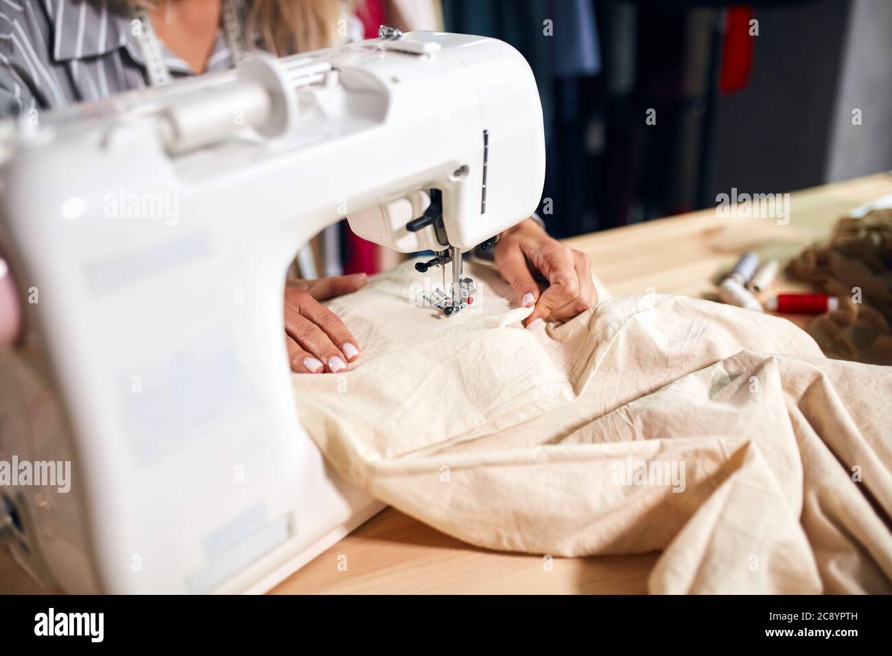 modern sewing machine. close up photo.sewing equipment Stock Photo - Alamy