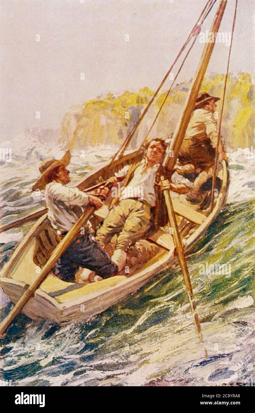 MATTHEW FLINDERS and George Bass surveying the Australian coast in the ...