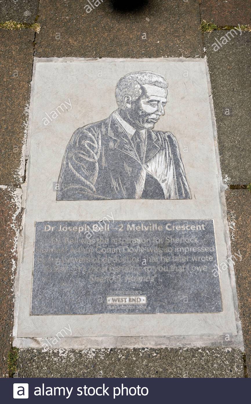 Dr Joseph Bell plaque on the street at 2 Melville Crescent, he was ...