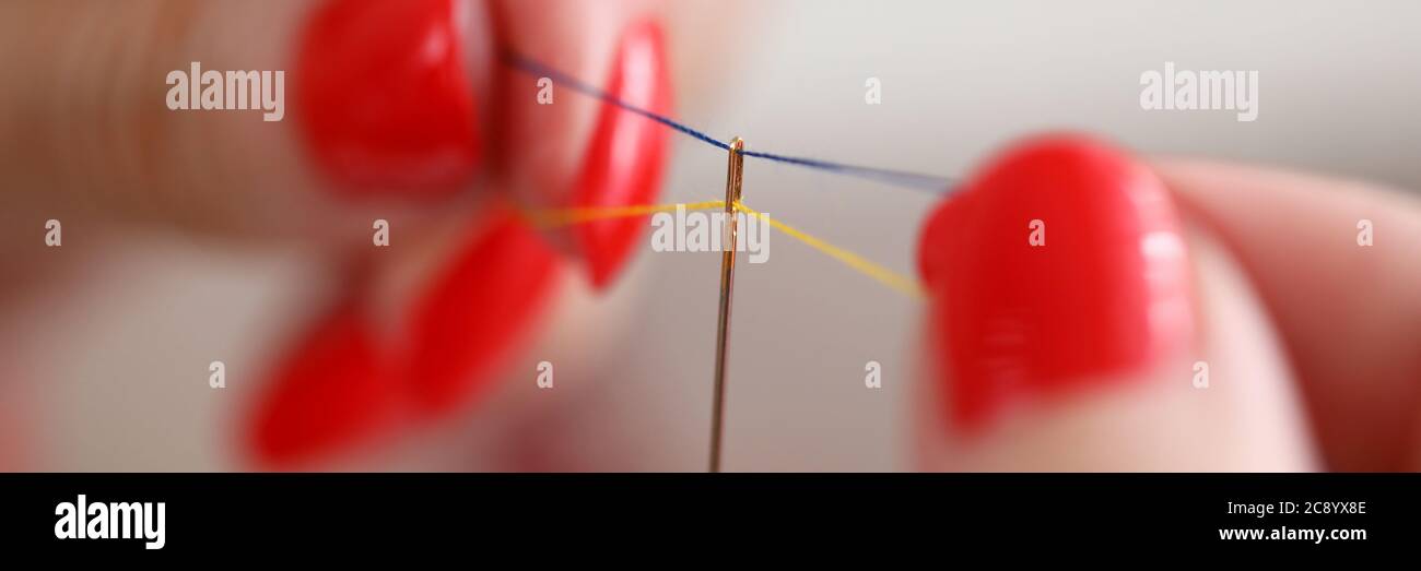 Detailed picture of sewing process Stock Photo - Alamy