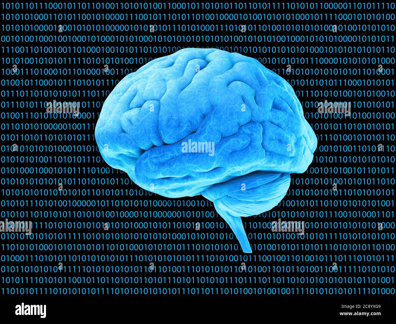 Digital brain system, Decoder Binary Code Background. Blue Abstract ...